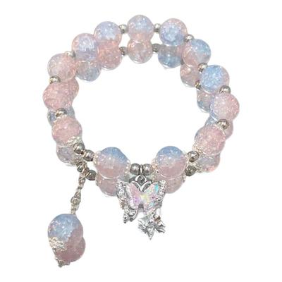 森系蝴蝶琉璃手链冰裂碎花手饰