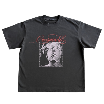 CENSMADE 26SS美式做旧复古冥想印花Boxy短宽纯棉短袖T恤vintage