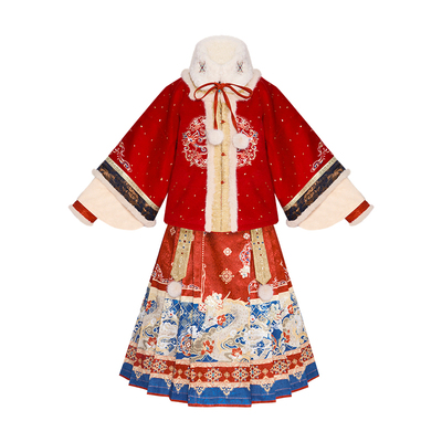 汉服女童马面裙加厚保暖套装