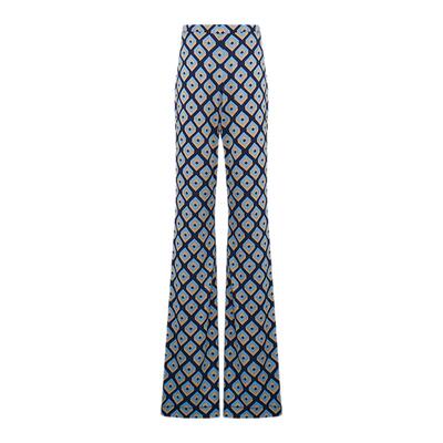 DVF灰蓝菱格纹图案长裤