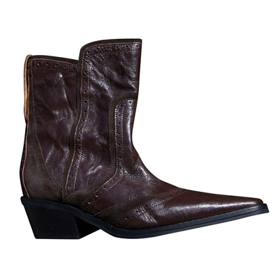 Le'Murmure手抓花油蜡羊皮踝靴