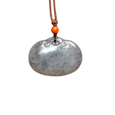 和田玉籽料玉锁吊坠青花如意锁