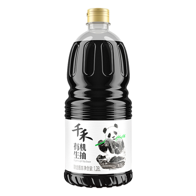 千禾有机生抽酱油1.28L家用酿造调味料官方旗舰黄豆大瓶零添加