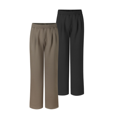 ULTISO本源 液氨棉空气层双褶卫裤 400G微喇宽松休闲运动通勤长裤