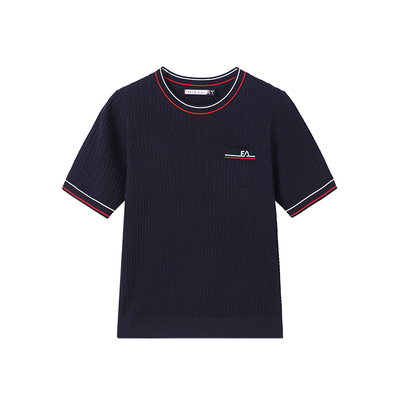 ELLEActive绞花针织小圆领上衣