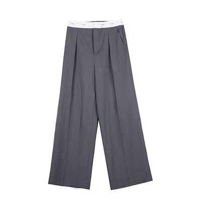 百搭腰头压褶极简阔腿裤