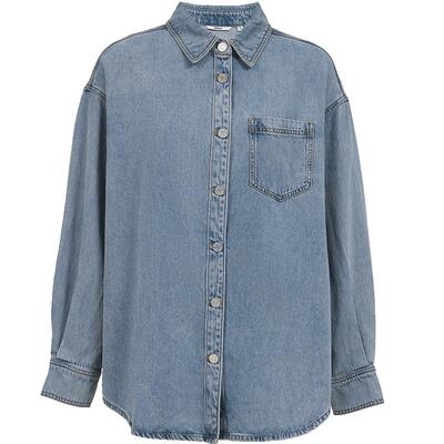 ONLY口袋装饰落肩牛仔衬衫