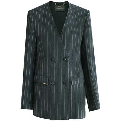 鎏金条纹轻奢亚麻西装