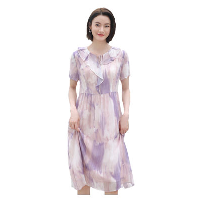 佐尔美高质感  气质渐变100%桑蚕丝真丝连衣裙女E32LS74