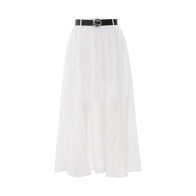 iammix27夏季白色网纱半身长裙女