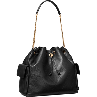 【礼物】TORY BURCH 汤丽柏琦 CHARLIE大号绗缝抽绳水桶包 185830