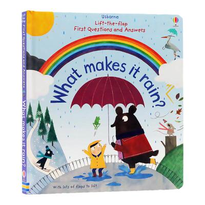 Usborne问与答翻翻书雨水怎样形成 英文原版绘本questions and answers What makes it rain幼儿童启蒙趣味知识科普纸板书亲子阅读