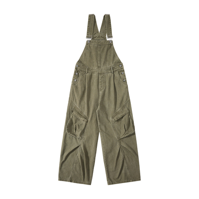 美式复古多口袋工装背带裤