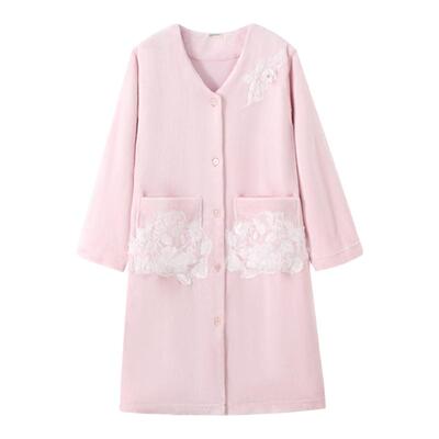 罗丝美法兰绒纯棉睡裙女家居服