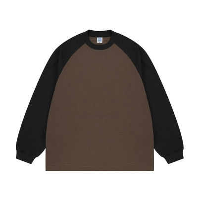 美式休闲撞色插肩袖简约长袖T恤