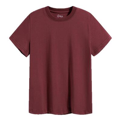 利工民女款修身短袖T恤短袖T恤深红色夏季上衣运动短袖t恤透气