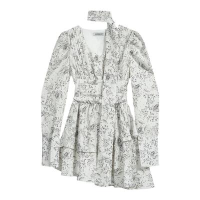 小女人最爱法式气质碎花蛋糕裙