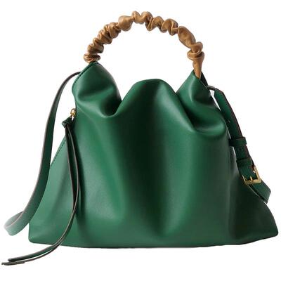 牛皮褶皱韩版单肩斜挎手提云朵包