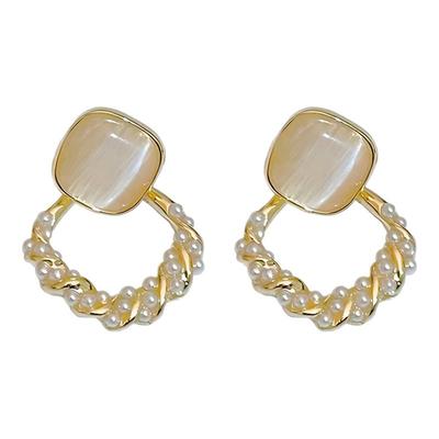 气质轻奢珍珠猫眼石耳钉