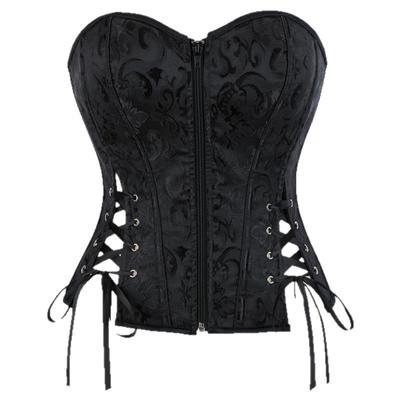 提花朋克辣妹风束身衣corset