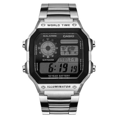 卡西欧爆款金属小方块运动手表