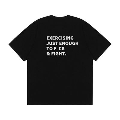 EXERCISING JUST ENOUGH 美式趣味恶搞健身锻炼印花短袖个性t恤潮