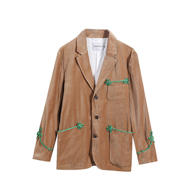 短外套can欧美时尚单排扣卡其色