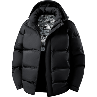 七匹狼男士厚款连帽中长款羽绒服