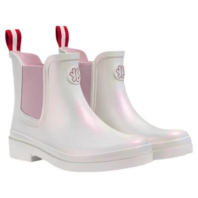 星花雨鞋户外珠光粉紫防水鞋防滑雨靴短靴女款骑士靴时尚增高雨鞋