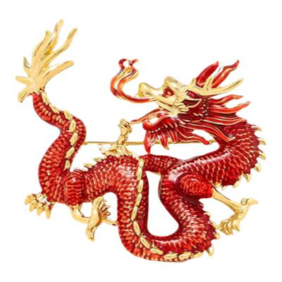 丨一折专区丨品牌撤柜丨红色火焰龙型胸针高档男女国潮西装配饰