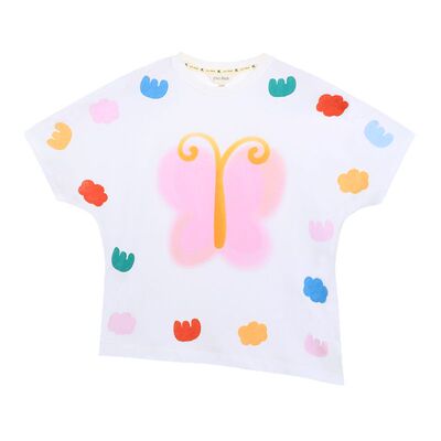 蝶舞轻盈印花T恤女童短袖夏季