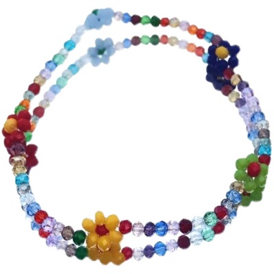 小众琉璃串珠花朵叠戴弹力手链