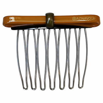 韩国进口AZNAVOUR AZ发饰简约糖果色豹纹一字蝴蝶结5cm倒插梳发梳