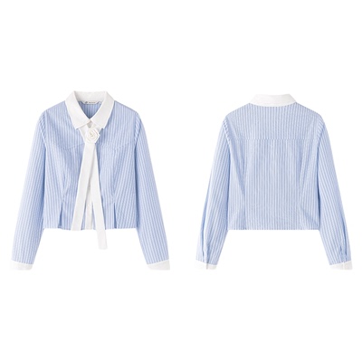 东京岁时记学院风条纹长袖衬衫