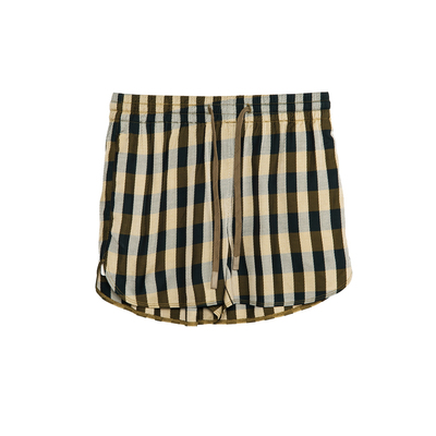 谜底格纹短裤女2025夏新款复古文艺百搭松紧腰宽松裤子256MK6271