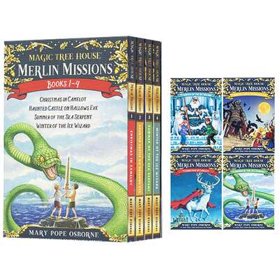 神奇树屋梅林的任务1-4册 英文原版 Merlin Mission 1-4 The Magic Tree House 29-32 英文版儿童桥梁章节冒险小说 进口英语书籍