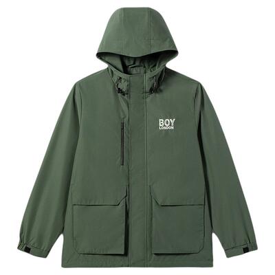 BOYLONDON潮流墨绿简约夹克老鹰印花春季男女同款梭织外套N23906