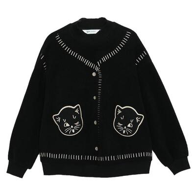 MOVEUP幻走2024冬季新款.FUN系列假两件小高领绣花短款卫衣女加厚