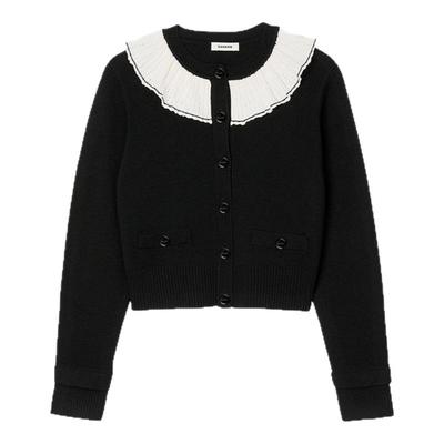 SANDRO女装法式荷叶领针织开衫