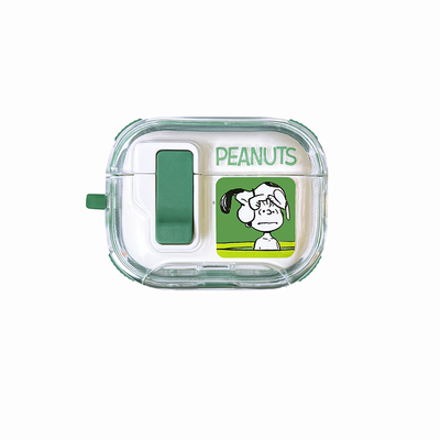 史努比【手机支架】锁扣式自动弹盖Airpodspro3代保护套软硅胶适用苹果AirPods4耳机壳小众创意卡通2二三四