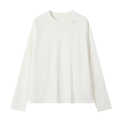 CAKUNTA350g蜡染水洗做旧长袖T