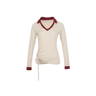 Howwell 25AW Light Page 撞色镶边 V 领 气质针织上衣