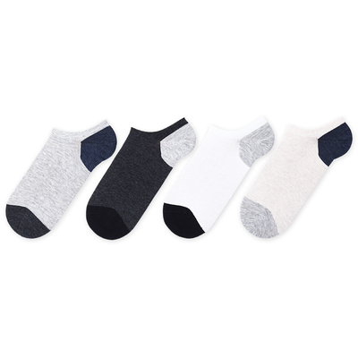 棉元素船袜夏季男透气纯色棉拼色