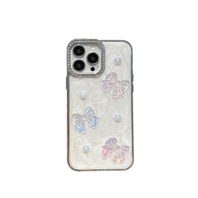 立体镭射珍珠爱心适用于MotorolaG85手机壳摩托罗拉Edge60pro炫彩蝴蝶结50neo闪钻镜框E22珠光闪粉G04手链G13