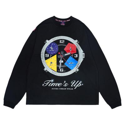 长袖美式嘻哈小领口T恤新疆棉