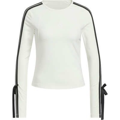 Adidas/阿迪达斯正品2025女士针织修身蝴蝶结长袖T恤KG3861