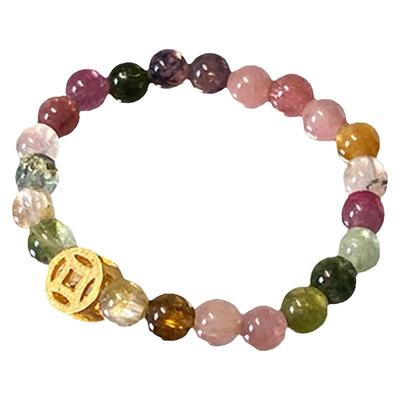 OkFineyard天然真碧玺珠戒指女弹力绳串珠素圈食指环小众水晶尾戒