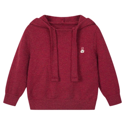 与虫UCNOO儿童冬季毛衣兔子帽毛衣刺绣保暖舒适连帽毛衣男童女童