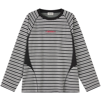 CHINISM丨弧形哈梭线条纹针织T恤