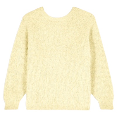 ba&sh露背扭结嫩黄色针织衫